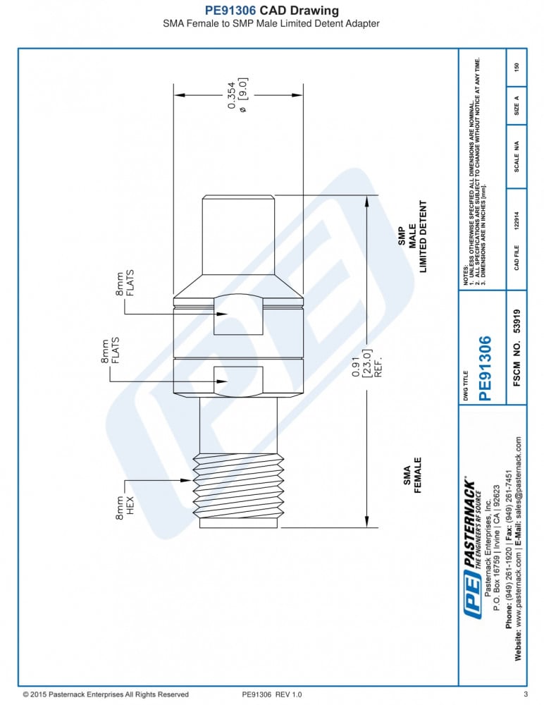 PE91306 technical datasheet page 3