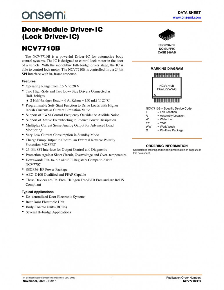 NCV7710B technical document page 1