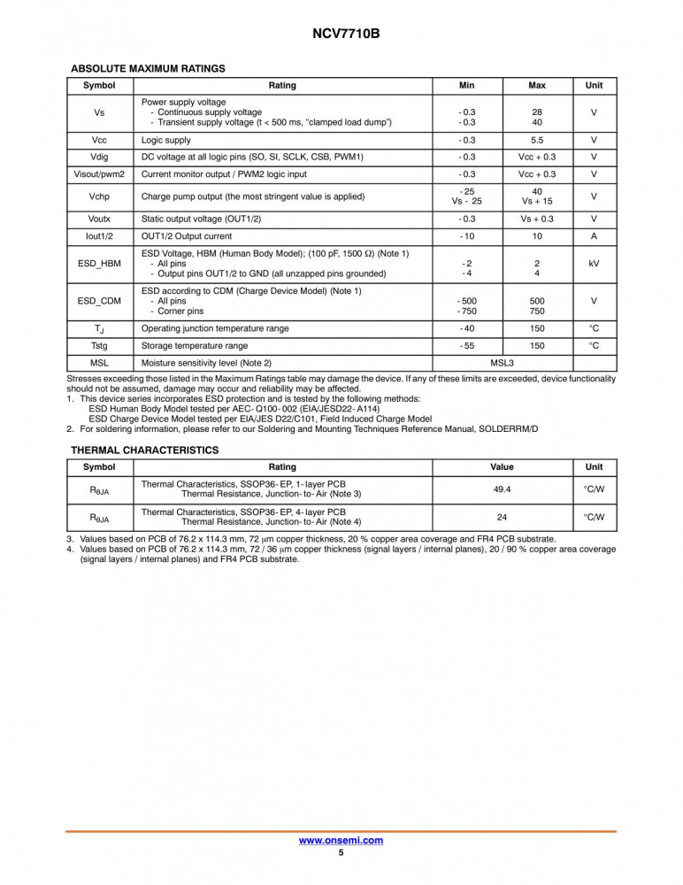 NCV7710B technical document page 5