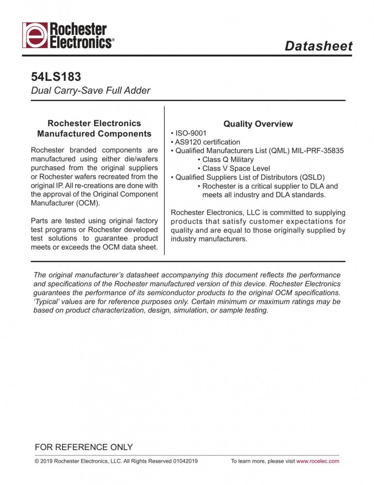 54LS183J technical document page 1