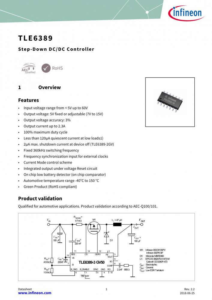 TLE6389 datasheet page 1