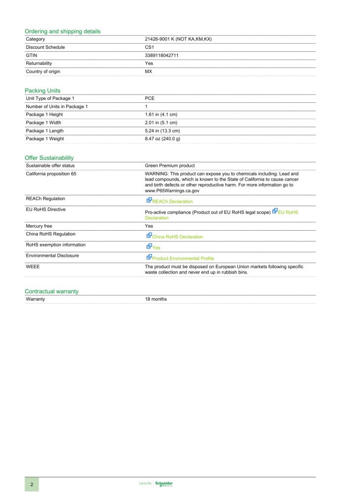 9001K73 technical document page 2