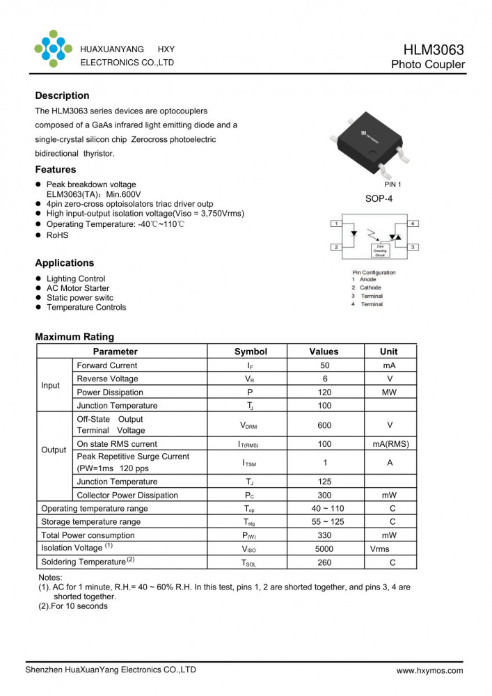 HLM3063 datasheet page 1