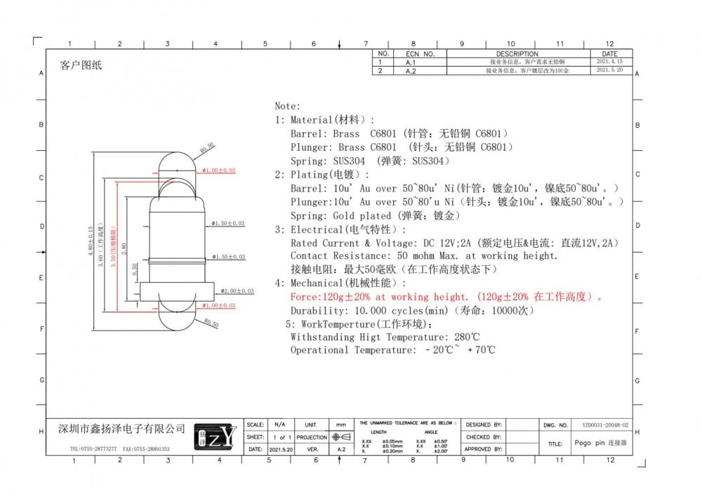 YZD0031-20048-02 specification page 3