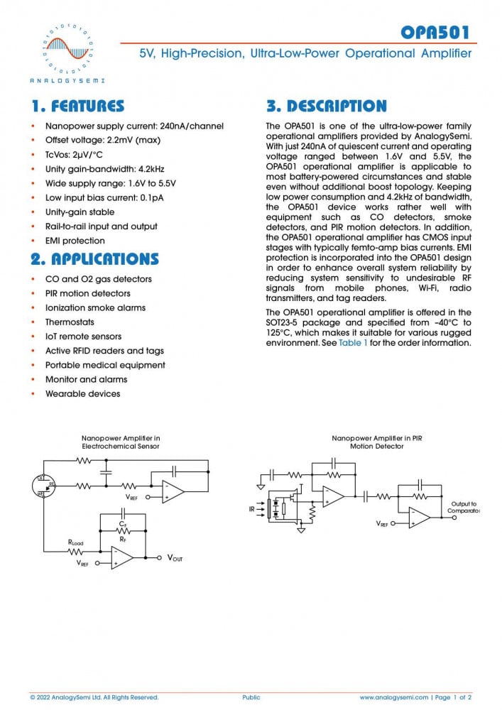 OPA505ASOT235 datasheet page 1