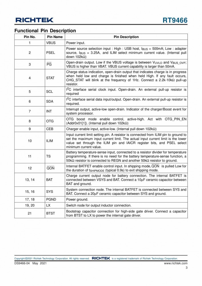 RT9466 datasheet page 3