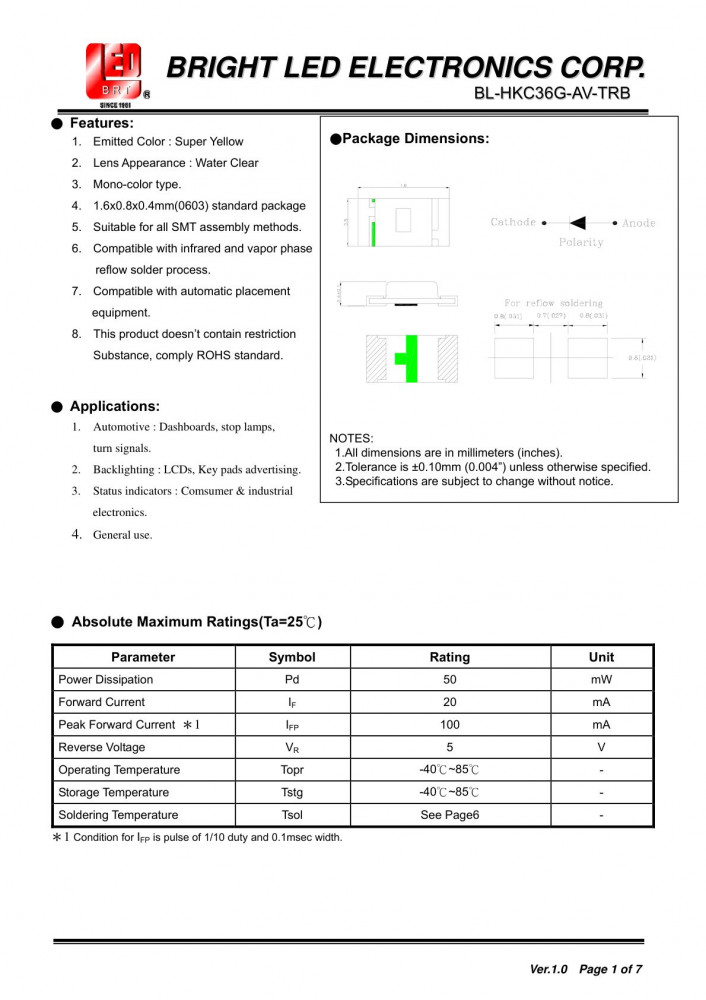 BL-HKC36G-AV-TRB datasheet page 2
