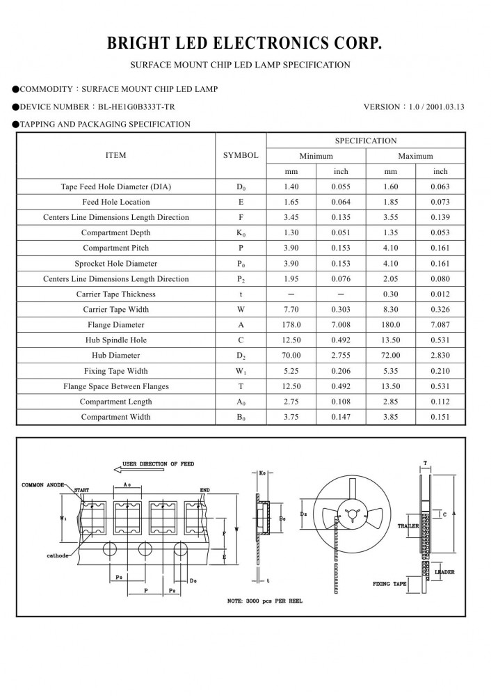 BL-HE1G0B333T-TR series tape-and-reel packaging specification page