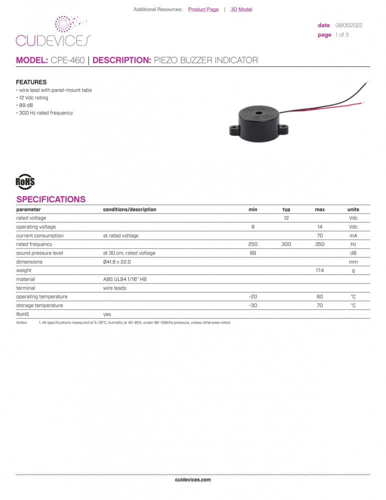 CPE-460 product datasheet page 1