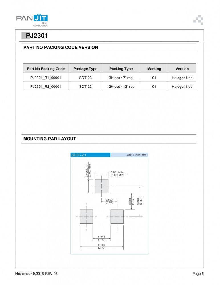 PJ2301 datasheet page 5