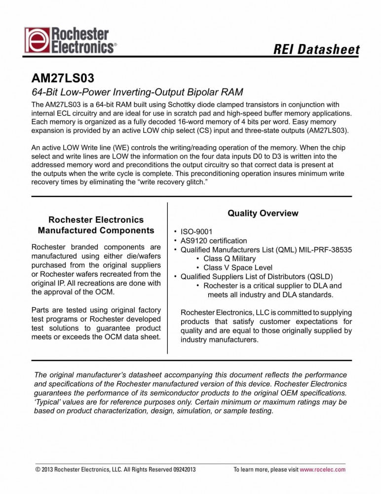 AM27LS03 datasheet page 1
