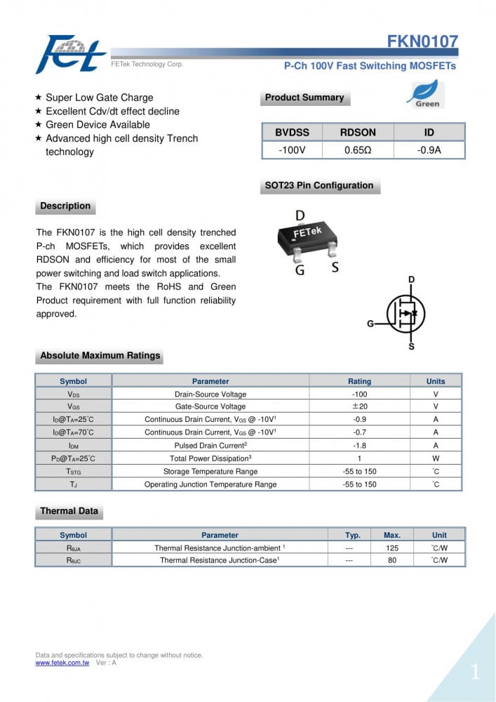 FKN0107 datasheet page 1