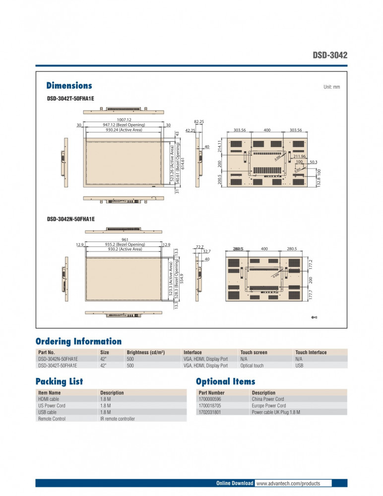 DSD-3042T-50FHA1E technical datasheet page 2