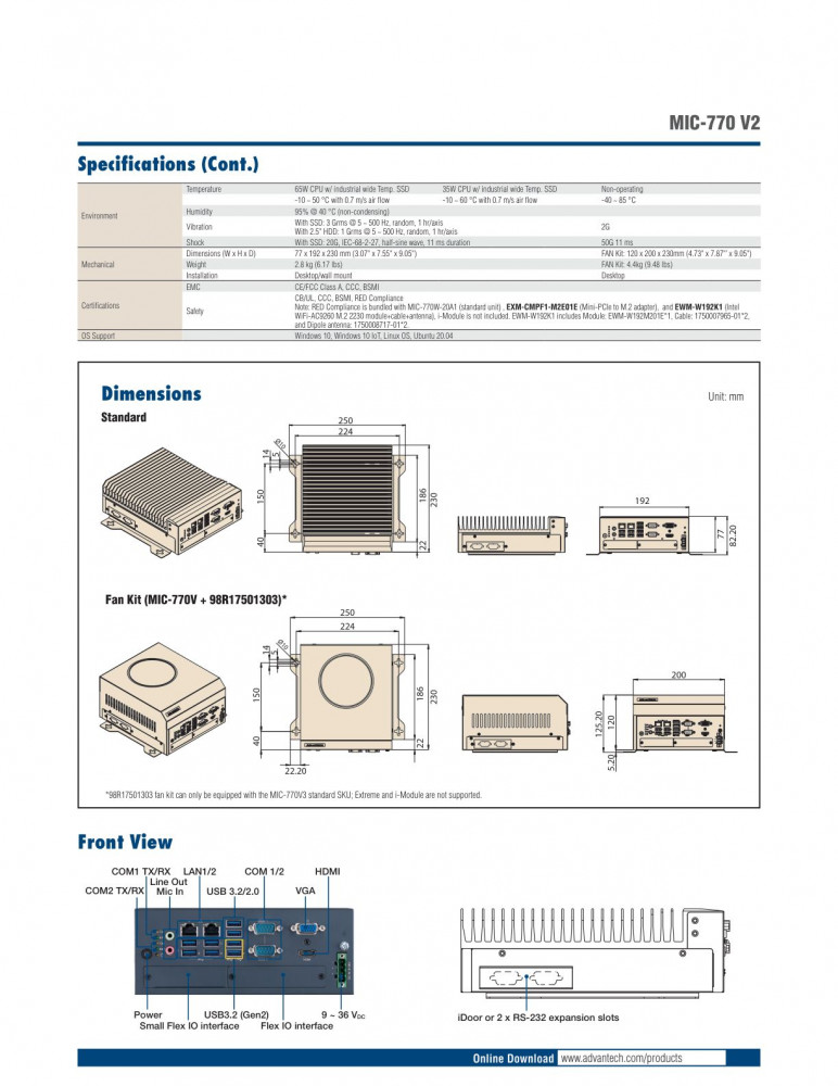 MIC-770 V2 product document page 2