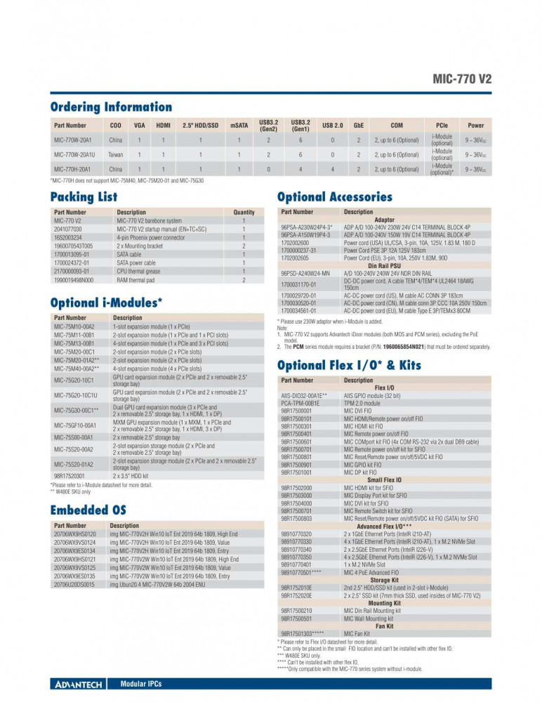 MIC-770 V2 product document page 3