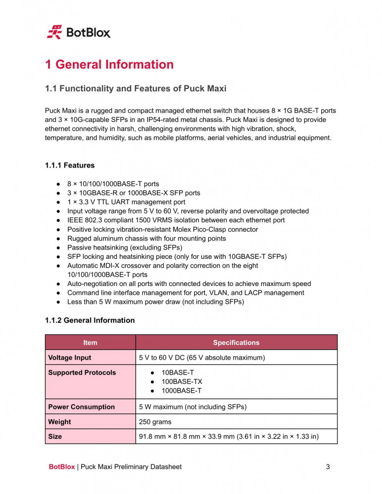 Puck Maxi datasheet page 3