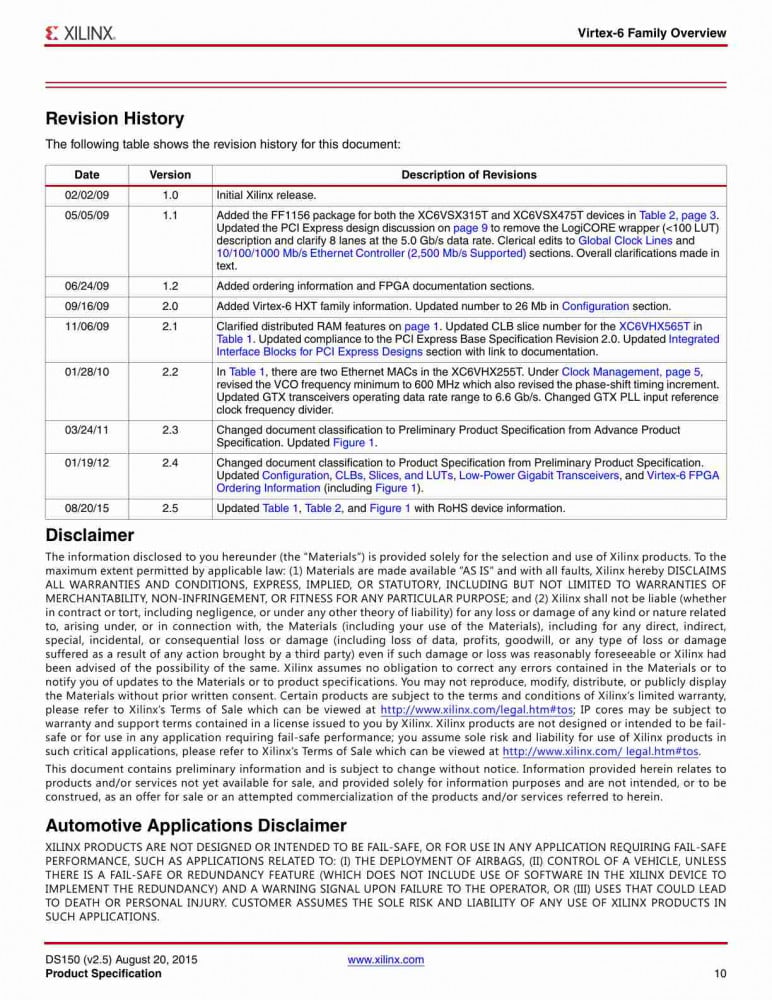 Virtex-6 datasheet page 10