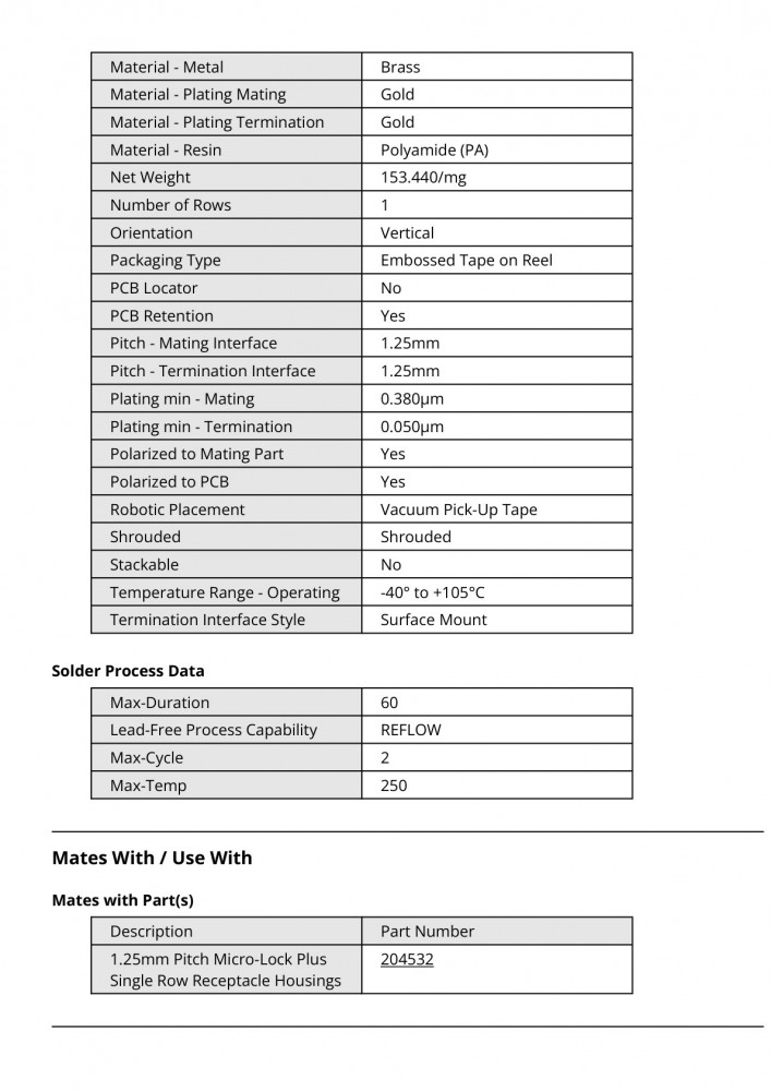 Technical document image 3 for MOLEX 2045300431