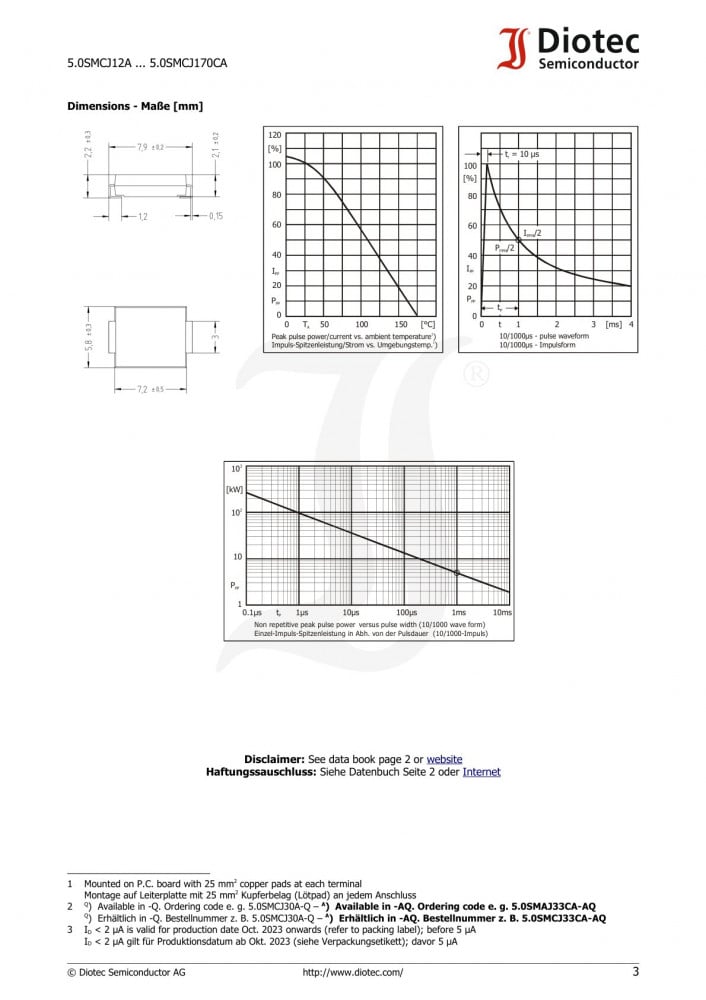 DIOTEC 5.0SMCJ series datasheet page 3