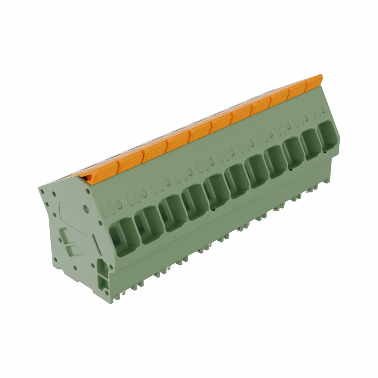 10.00mm Pitch Lever Activated Fixed Mount PCB Terminal Block, 35° Wire Entry, Left Front Terminal, 11 Circuits for sale