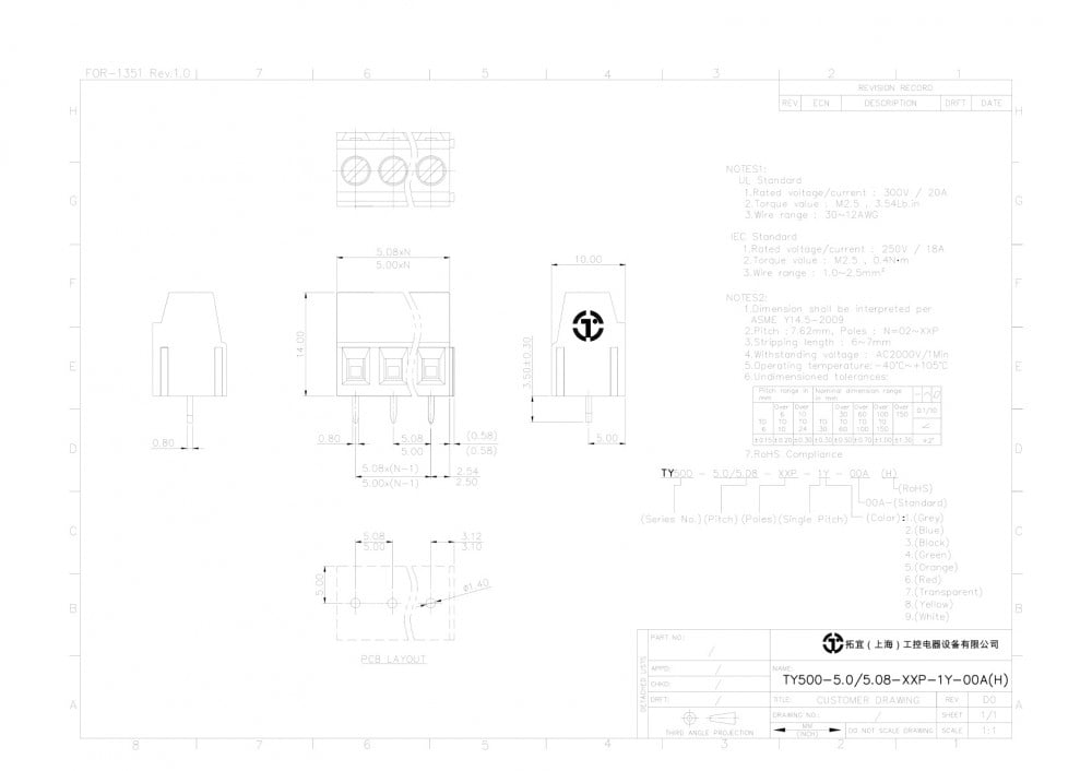 Toponelec TY500 series customer drawing preview