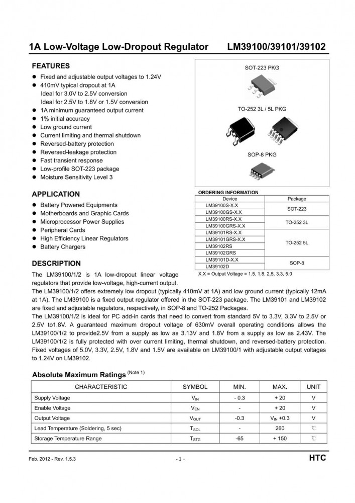 LM39101RS-3.3 datasheet page 1