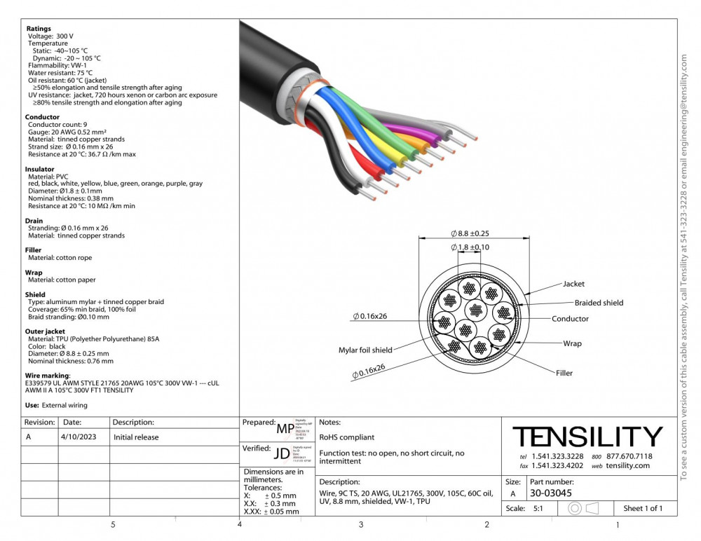 Tensility International 30-03045 cable drawing preview