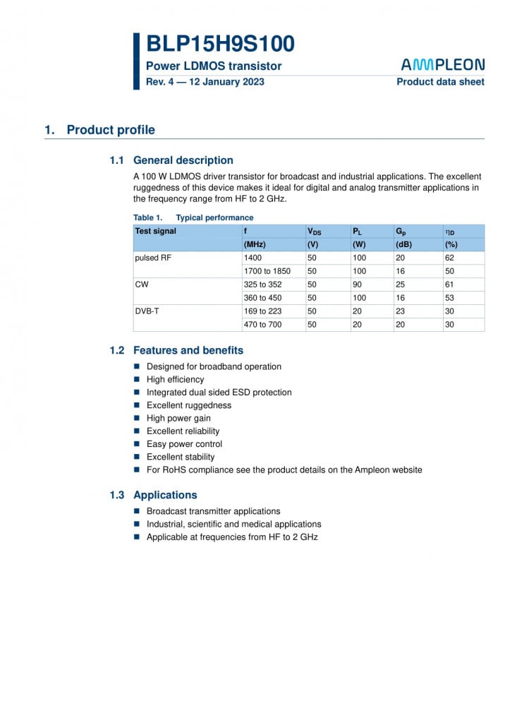 BLP15H9S100Z datasheet page 1