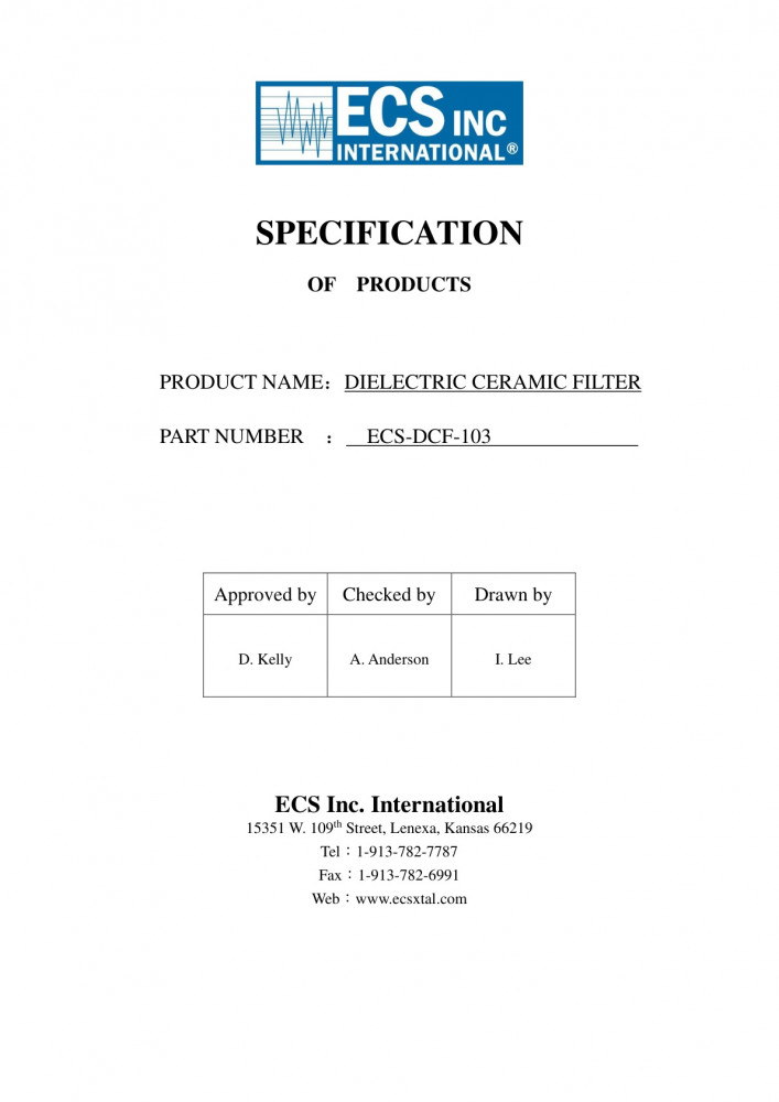 ECS-DCF-103 specification page 1