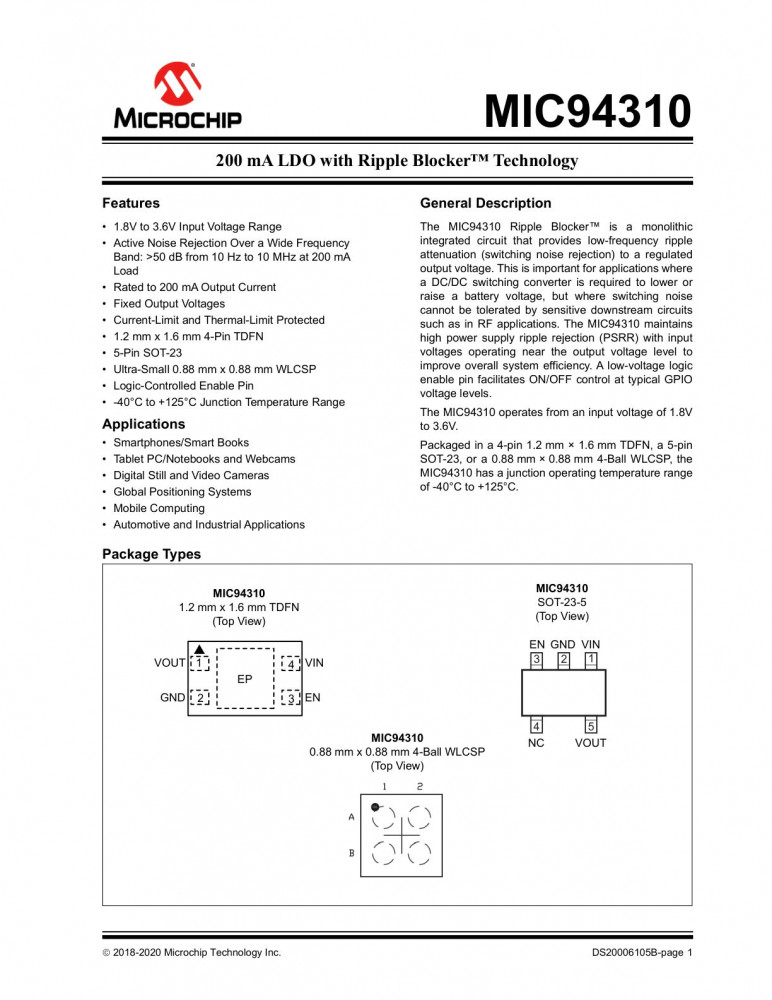 MIC94310 datasheet page 1