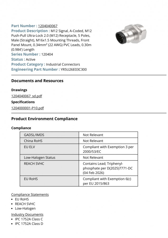 MOLEX product specification image, page 1