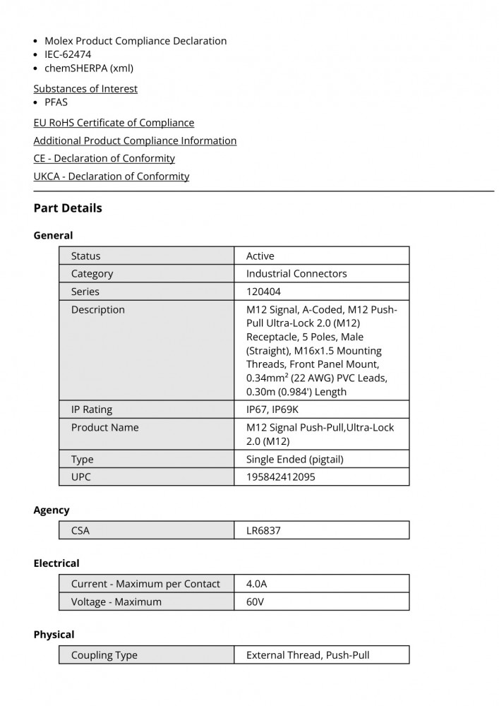 MOLEX product specification image, page 2