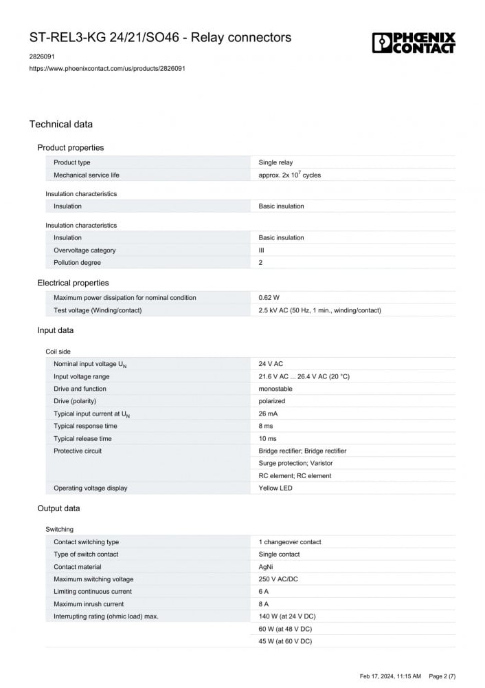 Phoenix Contact 2826091 technical document page 2