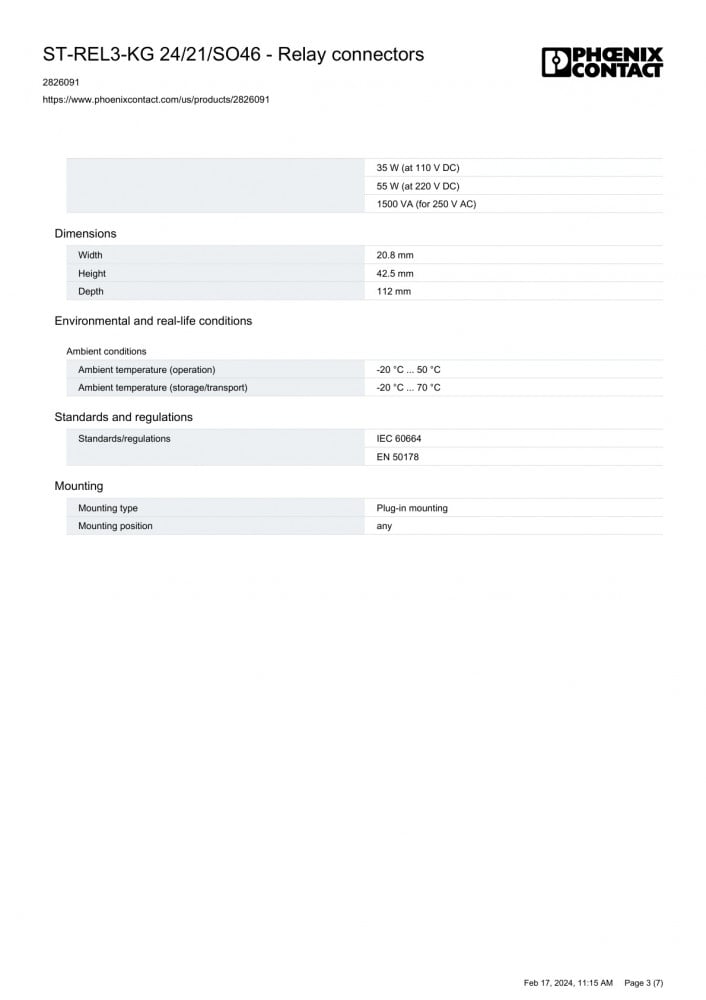 Phoenix Contact 2826091 technical document page 3