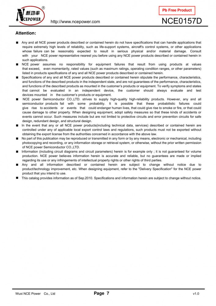 NCE0157D datasheet page 7