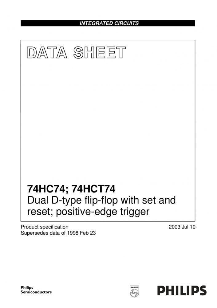74HCT74PW datasheet page 1