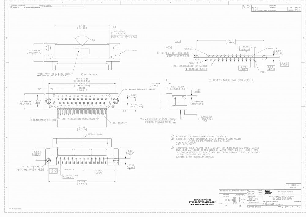 TE Connectivity 5748865-3 customer drawing
