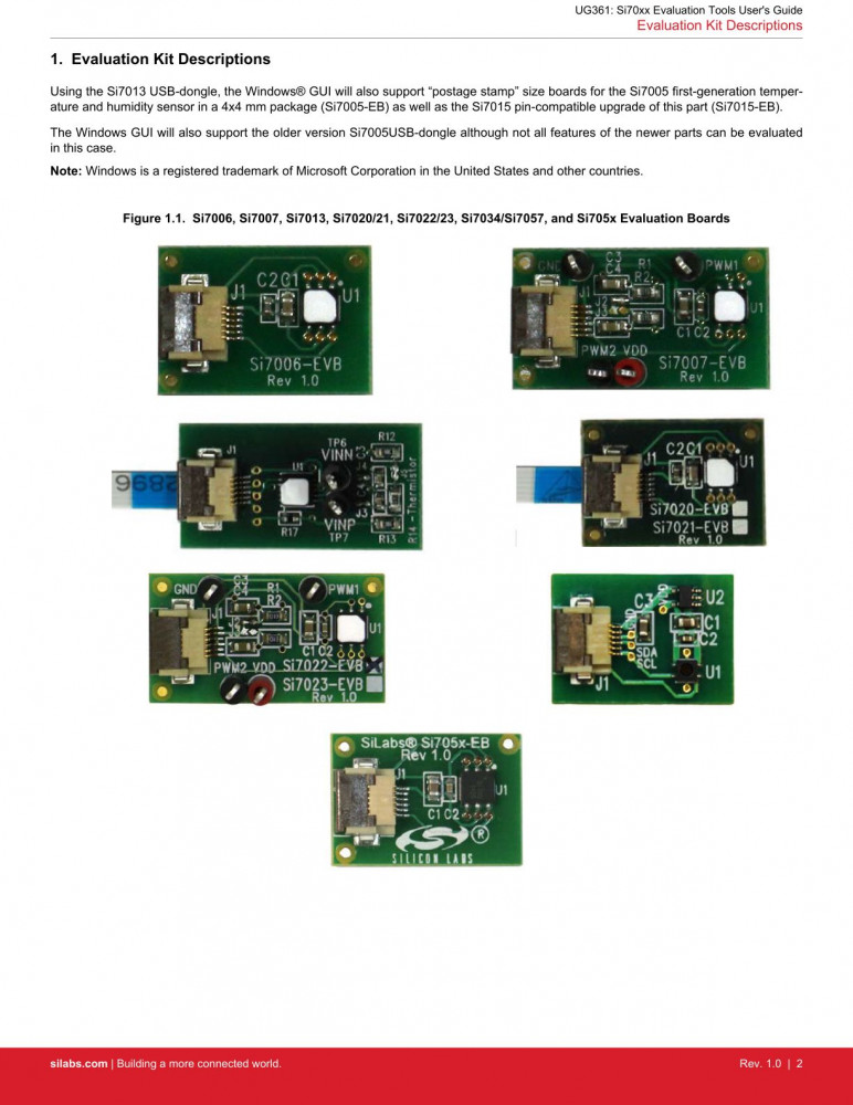 Si70xx evaluation tools guide page 2