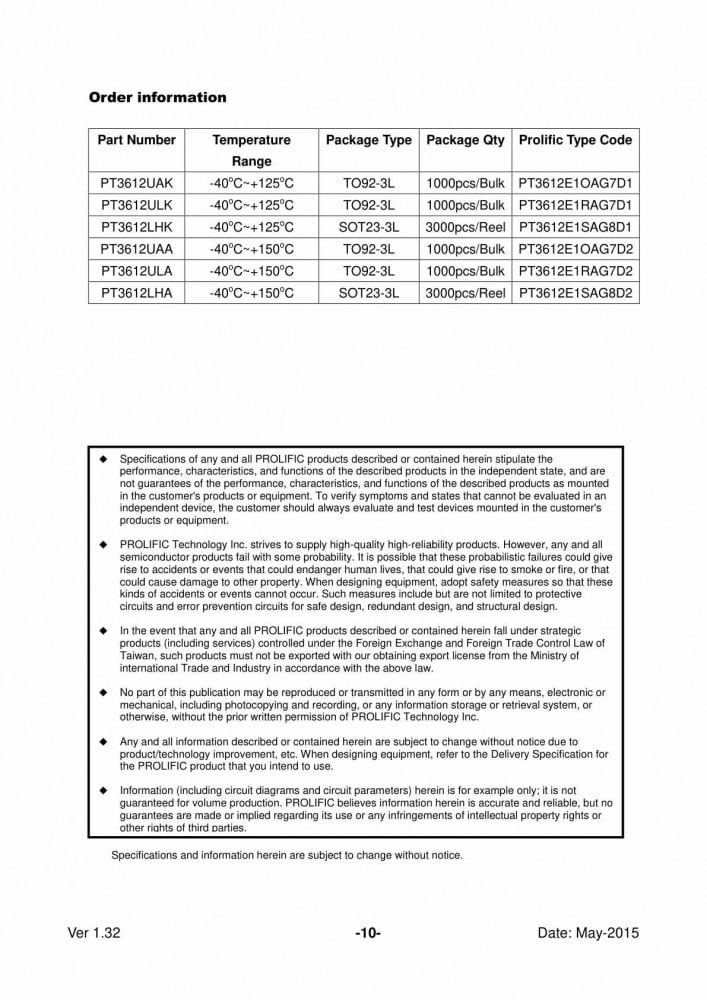 PT3612H1SAG8P1 datasheet page 10