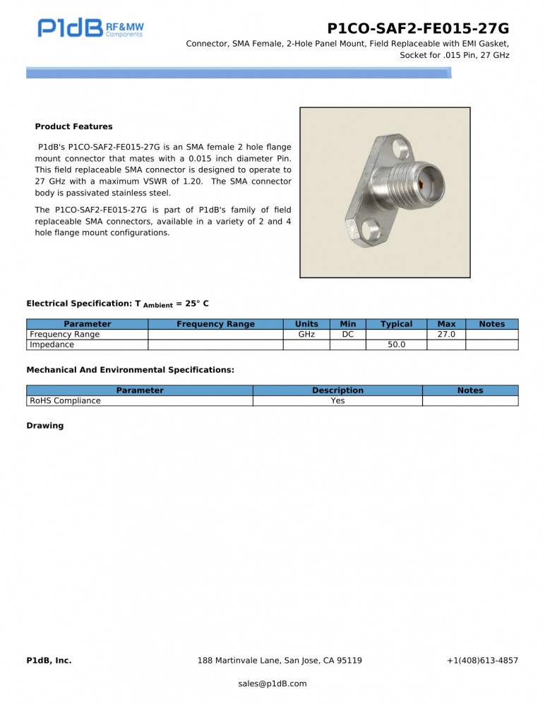 P1CO-SAF2-FE015-27G product documentation, page 1