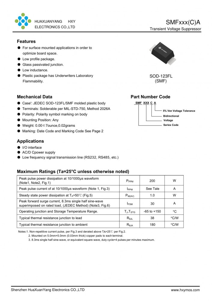 SMF3.3A datasheet page 1