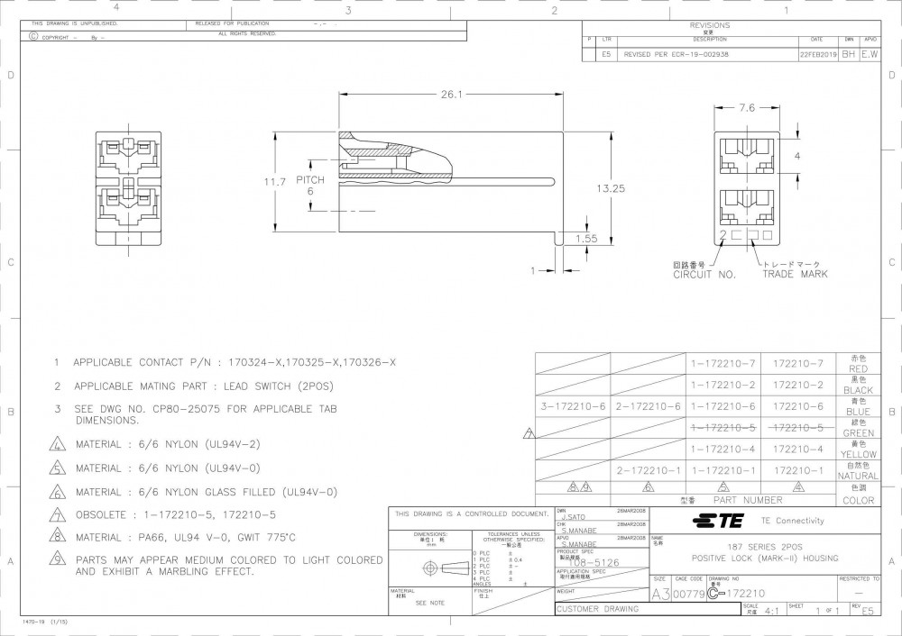 TE Connectivity 172210-6 technical drawing preview