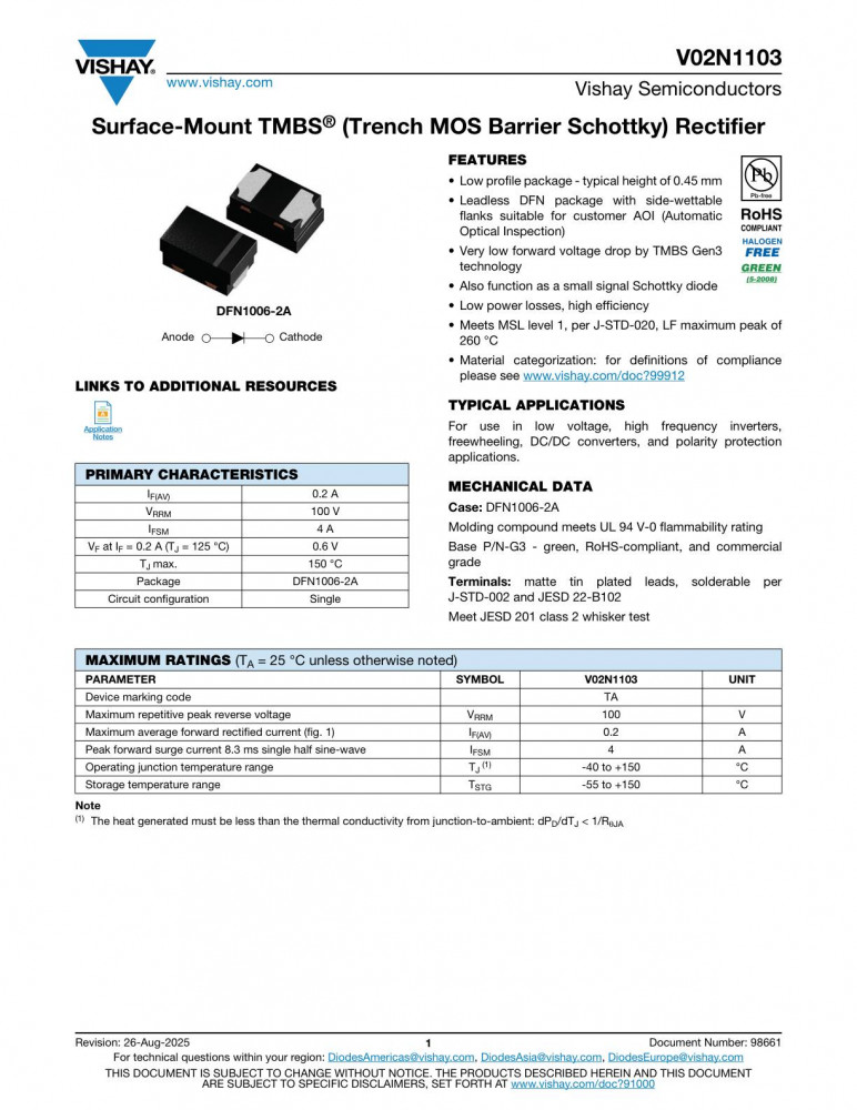 V02N1103 datasheet page 1