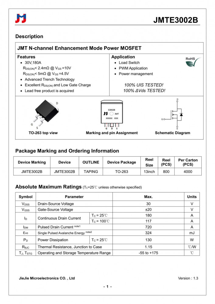 JMTE3002B datasheet page 1