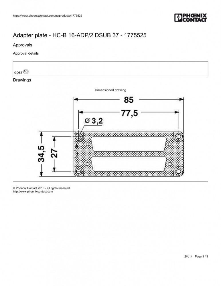 Phoenix Contact 1775541 dimensioned drawing