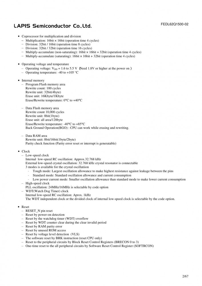 ML62Q1500 Group document page 2