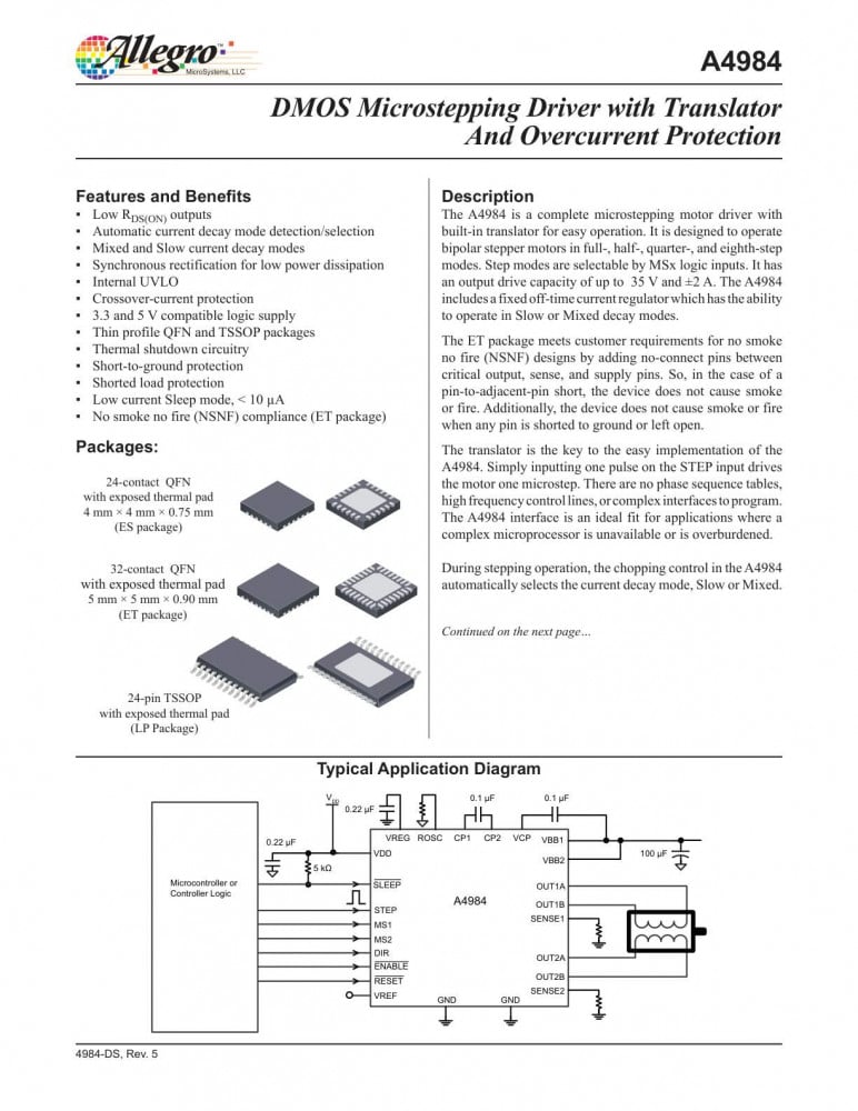 A4984 datasheet page 1