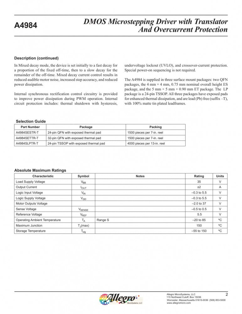 A4984 datasheet page 2