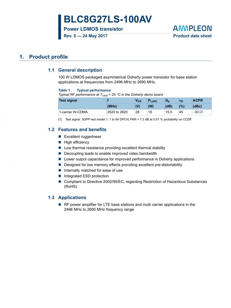 BLC8G27LS-100AVZ datasheet page 1