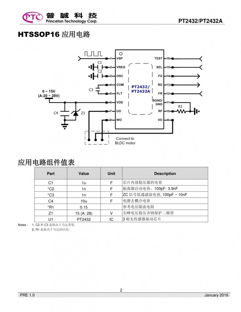 PT2432-HT technical document page 2